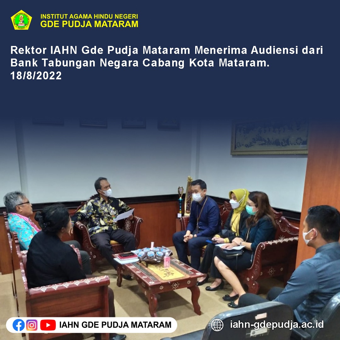 Rektor IAHN Gde Pudja Mataram menerima Audiensi dari Bank Tabungan ...